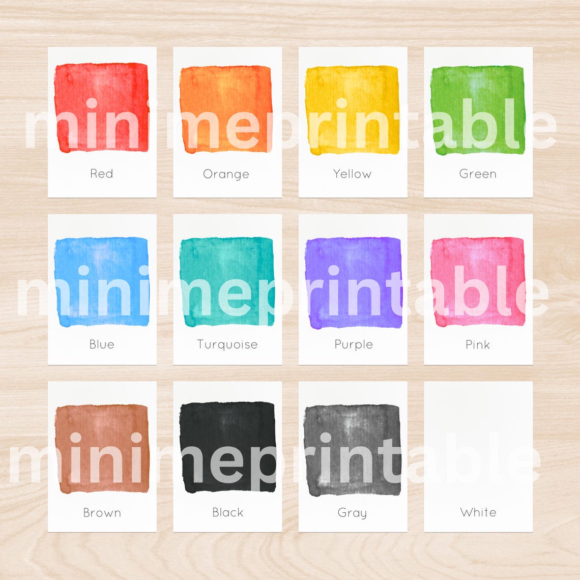 Learning Colors Flashcards and Worksheet Bundle, Montessori Flashcards ...