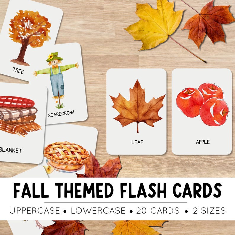 Autumn Alphabet Flashcards: Montessori Fall Learning (digital Download ...
