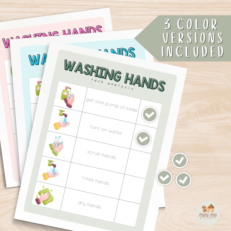 Washing Hands Task Analysis, Hand Washing Routine Visual, ABA Therapy ...