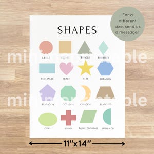 Learning Shapes Poster, Montessori Wall Decor, Pre-school Cards ...