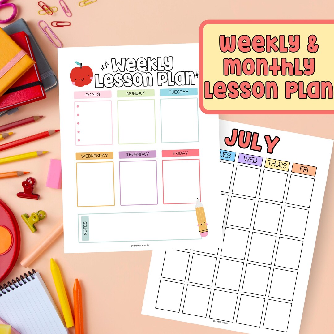 Undated Weekly and Monthly Lesson Plan Printable | Teacher Planner PDF ...