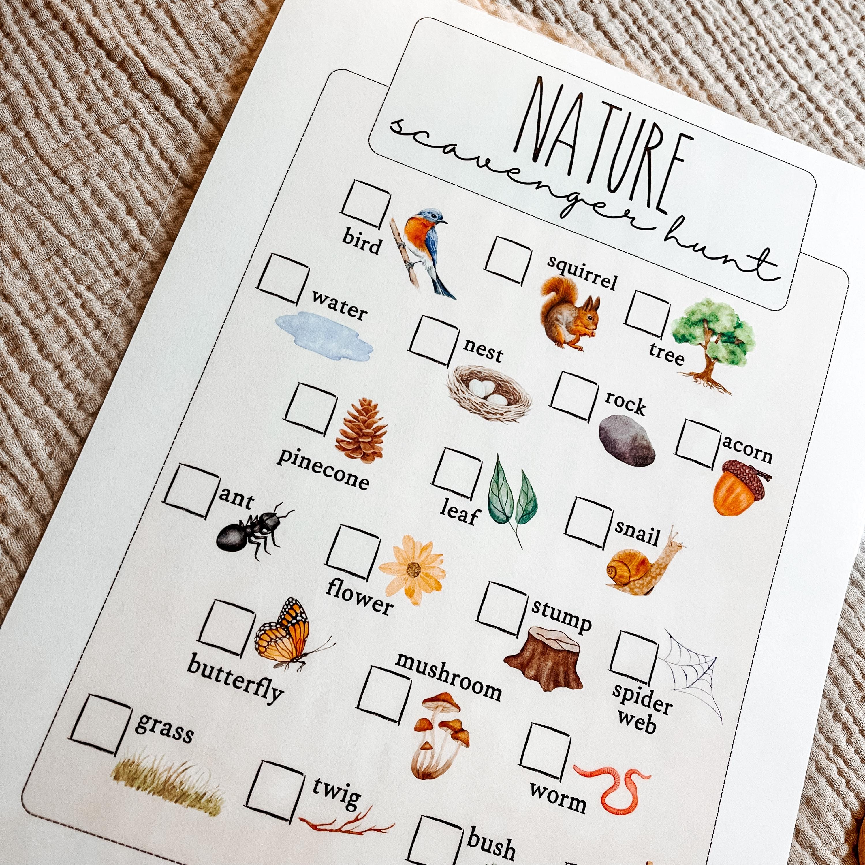 Nature Scavenger Hunt Checklist for Outdoors Montessori Printable, Look ...