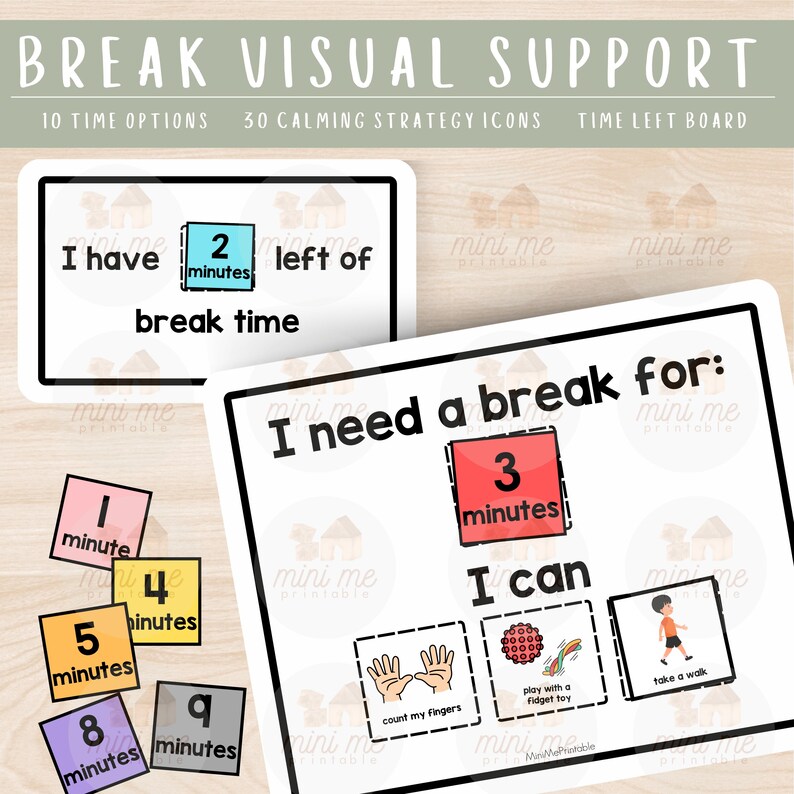 I Need a Break Visual Support Chart With Calming Strategy Icons ...