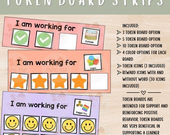 Token Board Reward Chart, Behavior Support, ABA Therapy, and Special ...