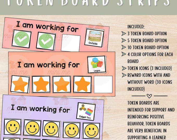 Token Board Reward Chart, Behavior Support, ABA Therapy, and Special ...