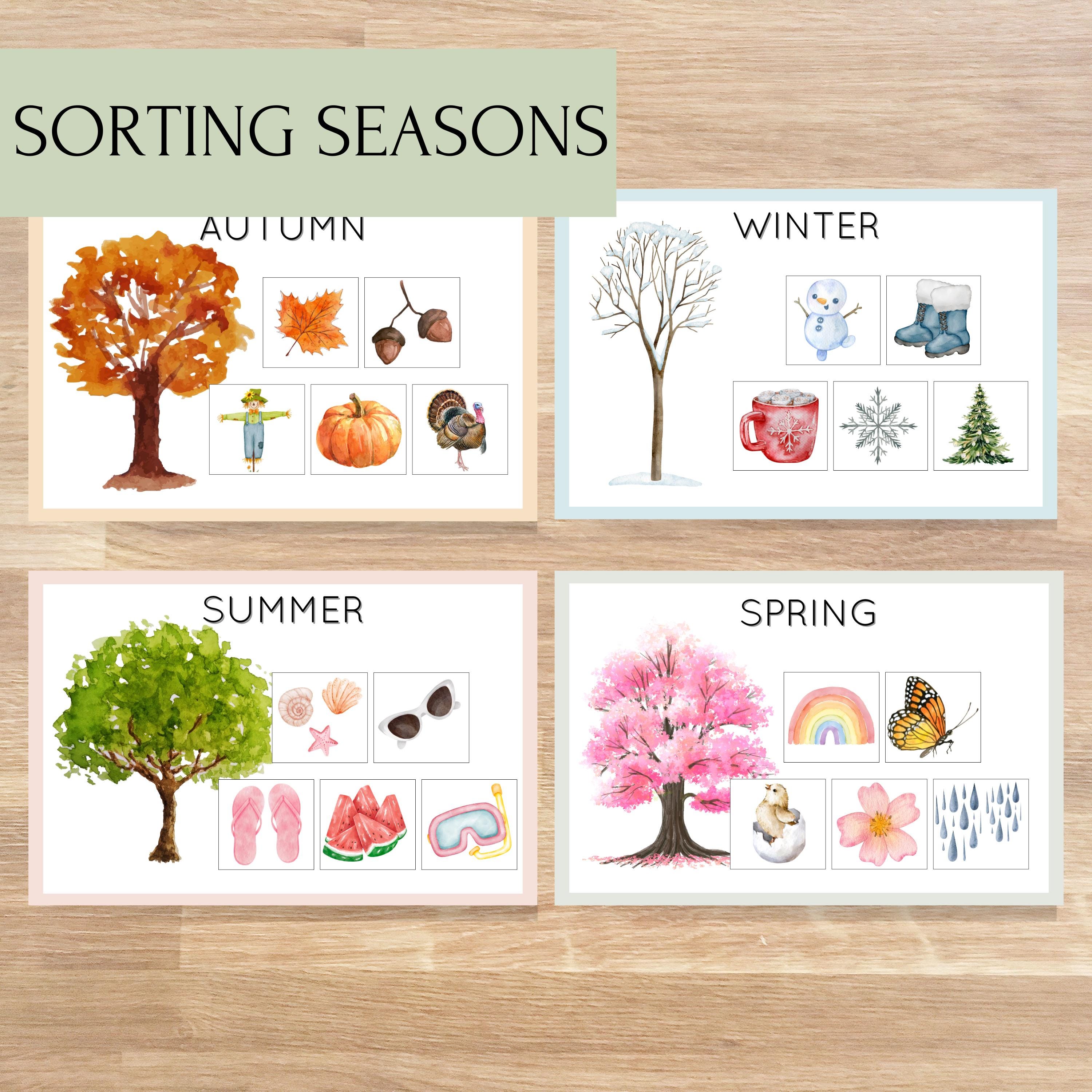 Seasons Matching Game Printable: Montessori Circle Time Activity (PDF ...