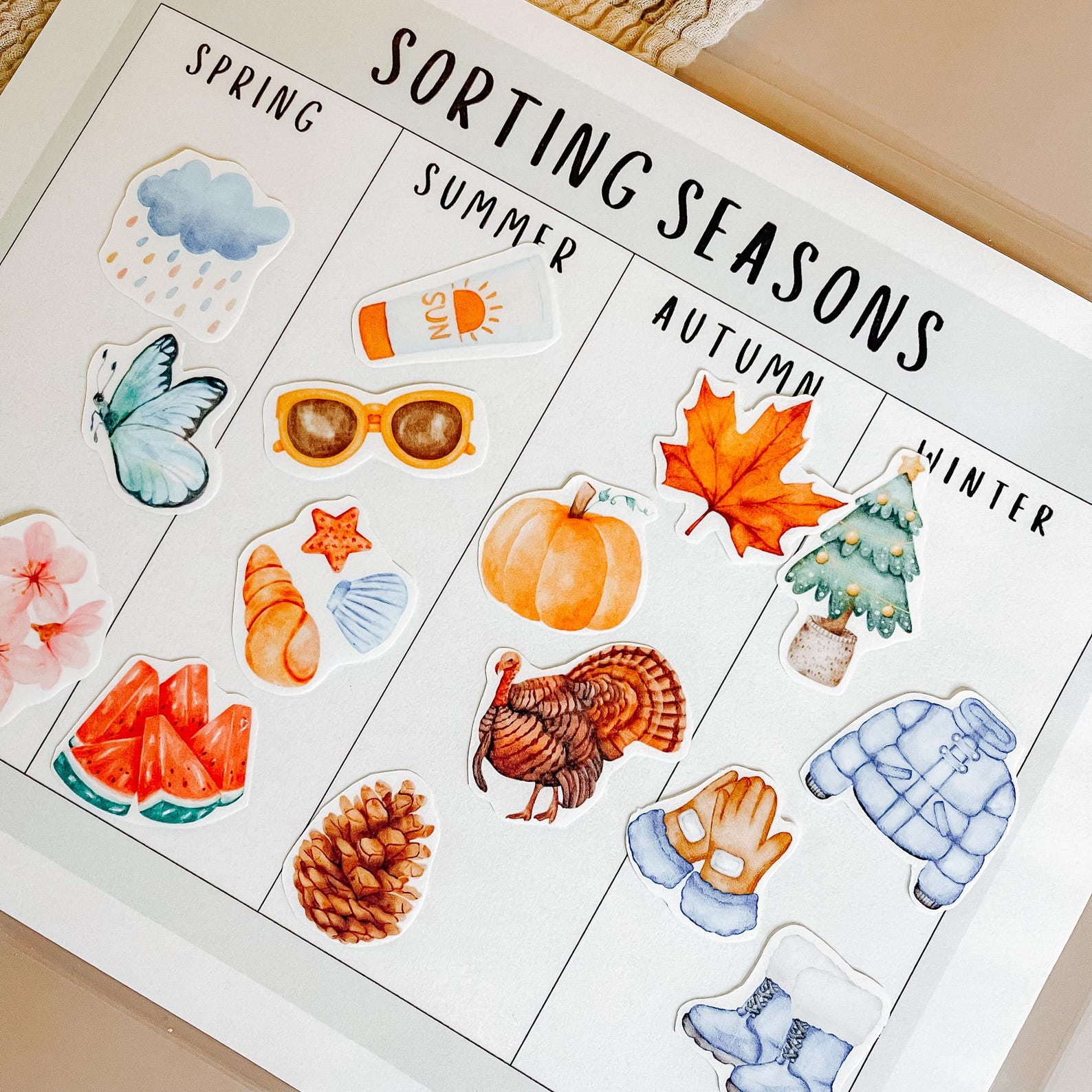 Match the Season, Seasons Printable, Circle Time, Seasons Sorting ...