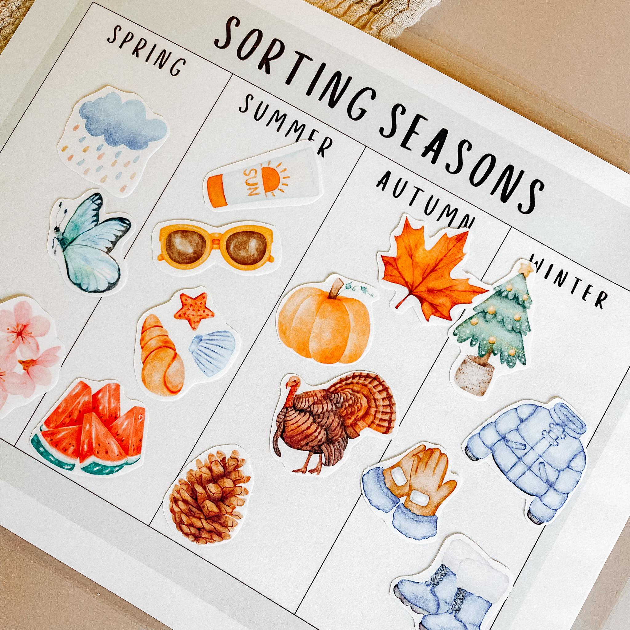 Seasons Sorting Printable: Montessori Circle Time Activity (digital ...
