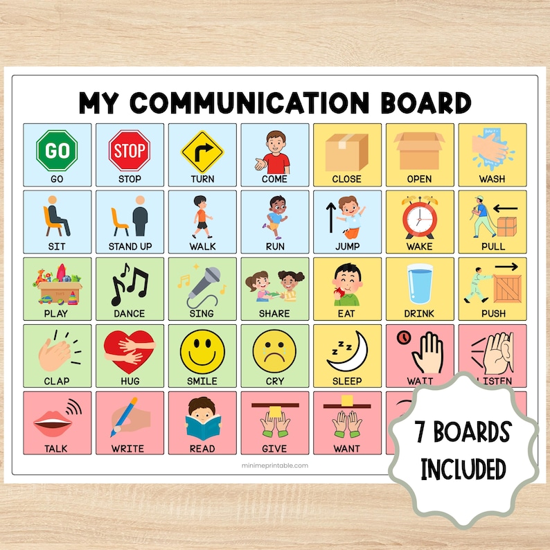 Printable My Communication Board Bundle – Action Words (35 Core Verbs ...
