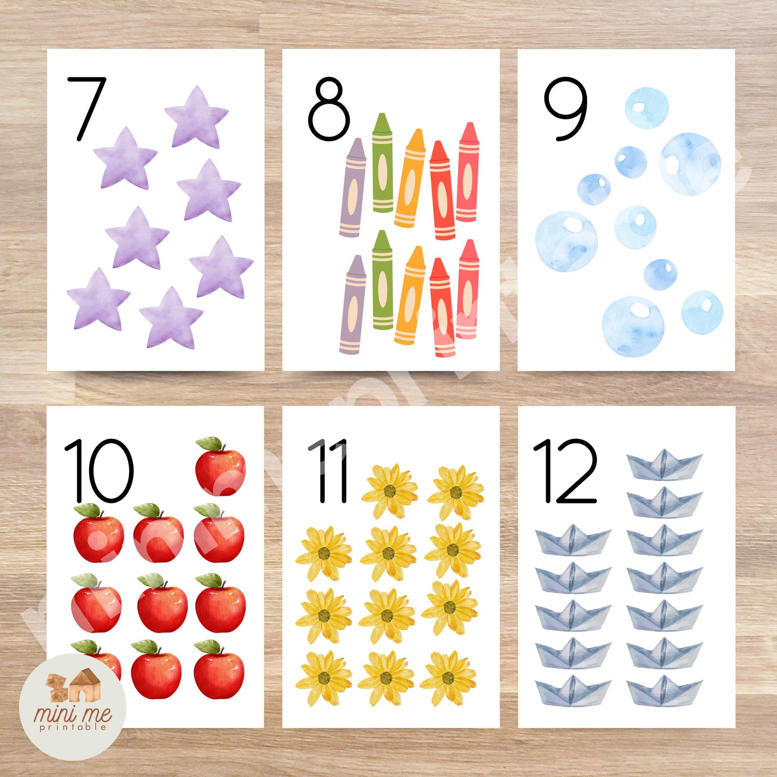 Numbers 1-20 Counting Cards, Montessori Flashcards, Pre-school Cards ...