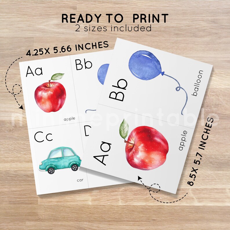 Alphabet Cards, Montessori Flashcards, Pre-school Cards, Educational ...