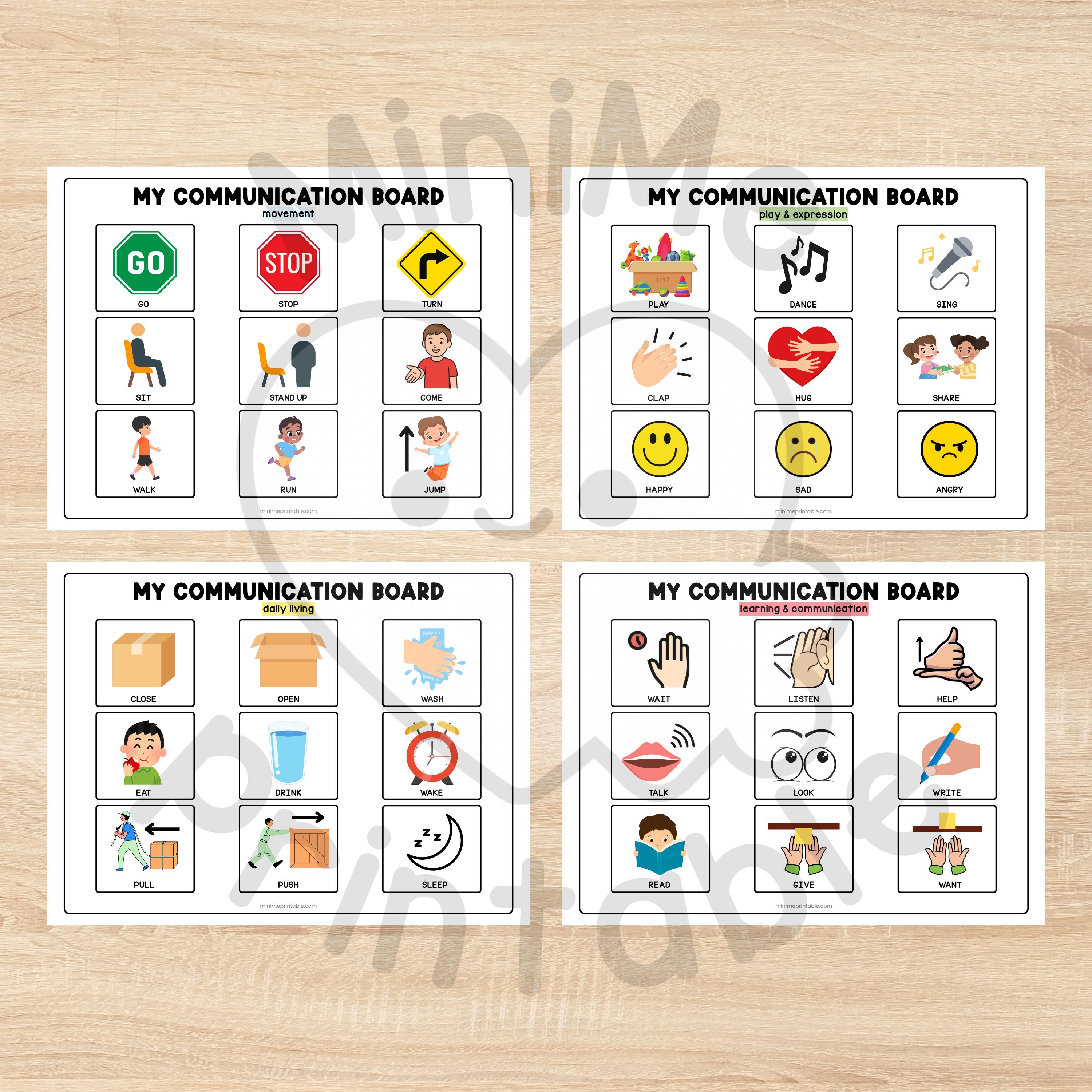 Printable My Communication Board Bundle – Action Words (35 Core Verbs ...