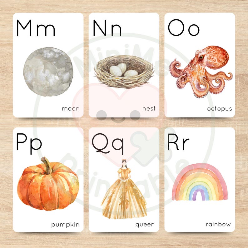 Montessori Alphabet Flashcards: Printable Learning Cards (PDF Download ...