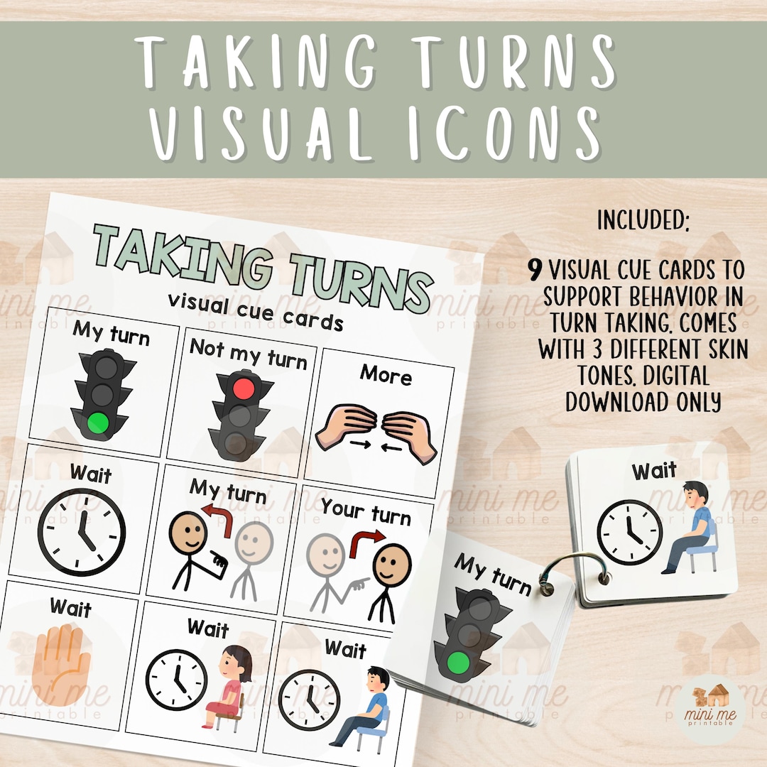 Visual Communication Cue Cards: Turn-taking & Sharing (editable ...
