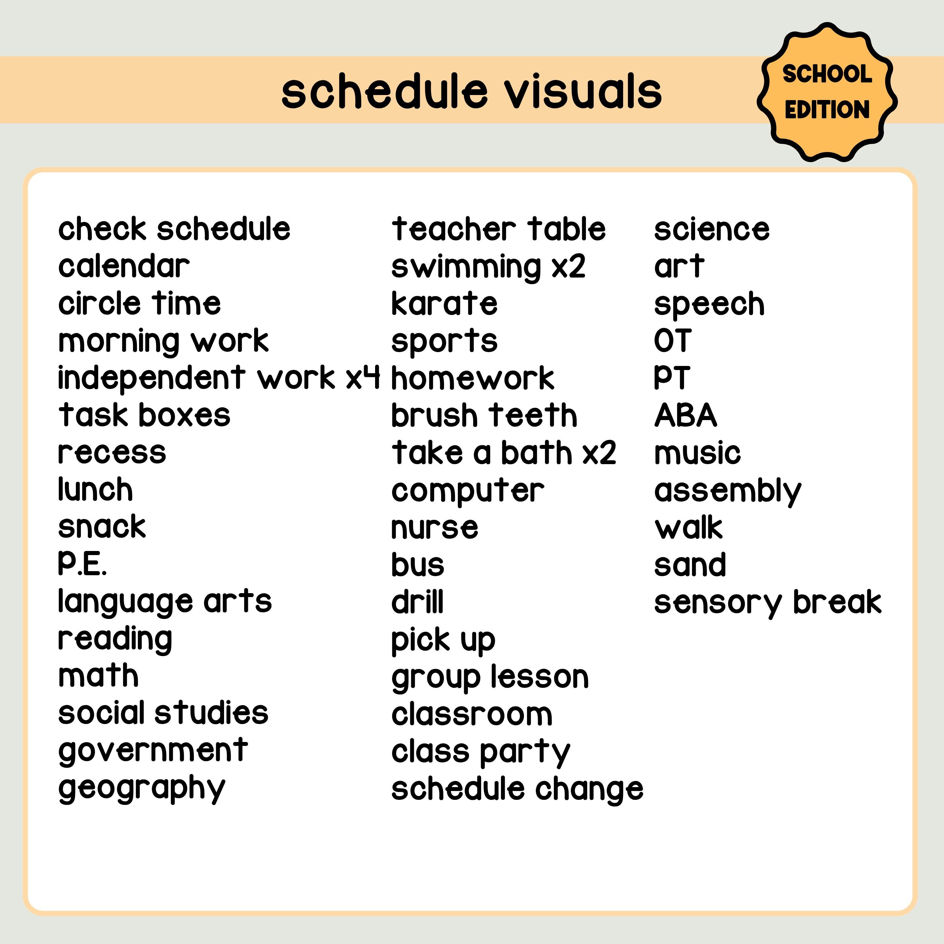 School Related Icons ADD-ON for Visual Communication Book- Special ...