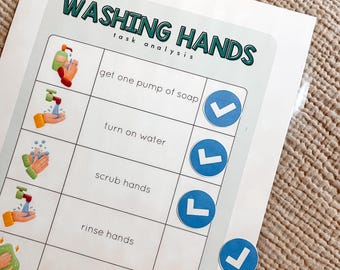 Washing Hands Task Analysis, Hand Washing Routine Visual, ABA Therapy ...