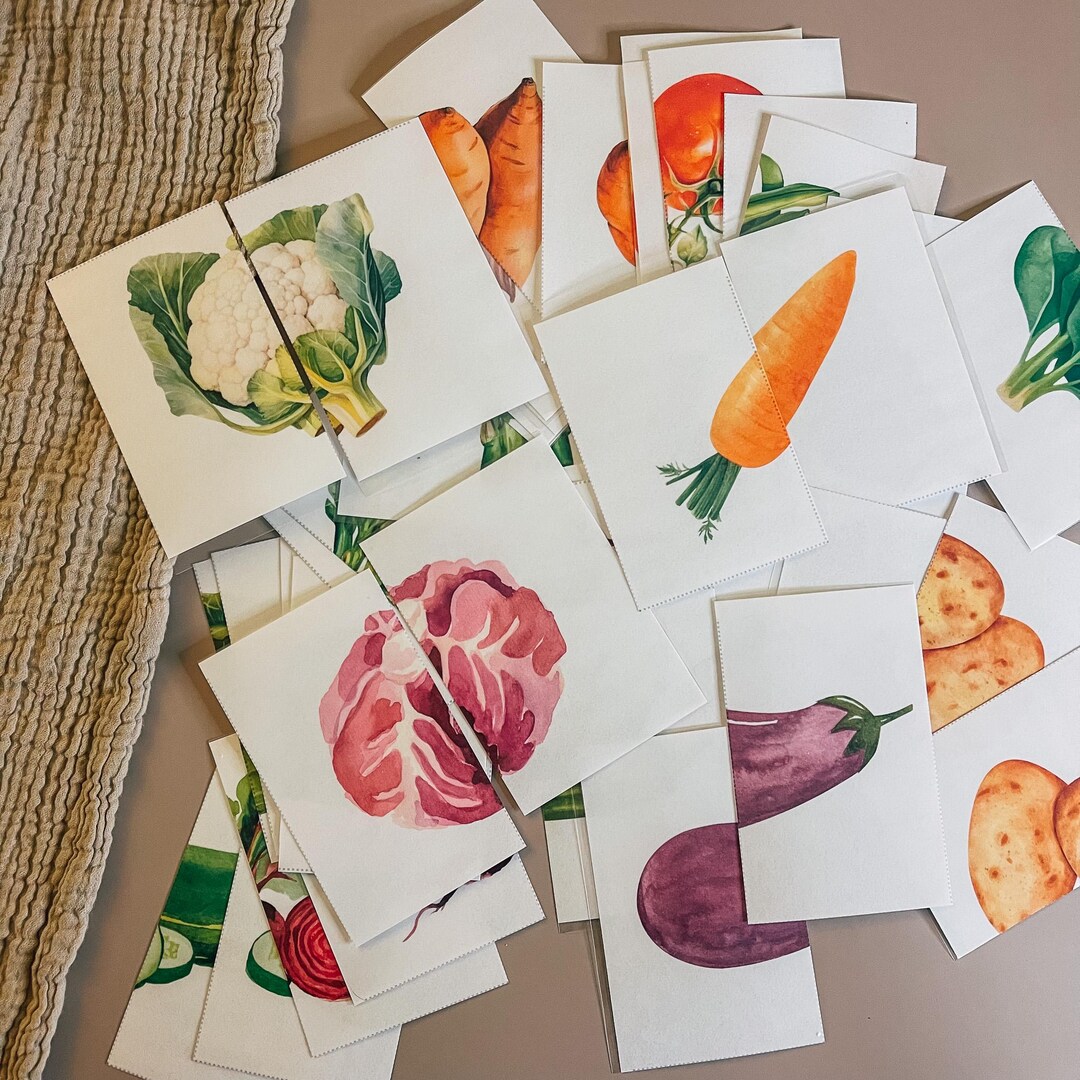 Matching Vegetable Cards, Watercolor Montessori Material, Homeschool ...