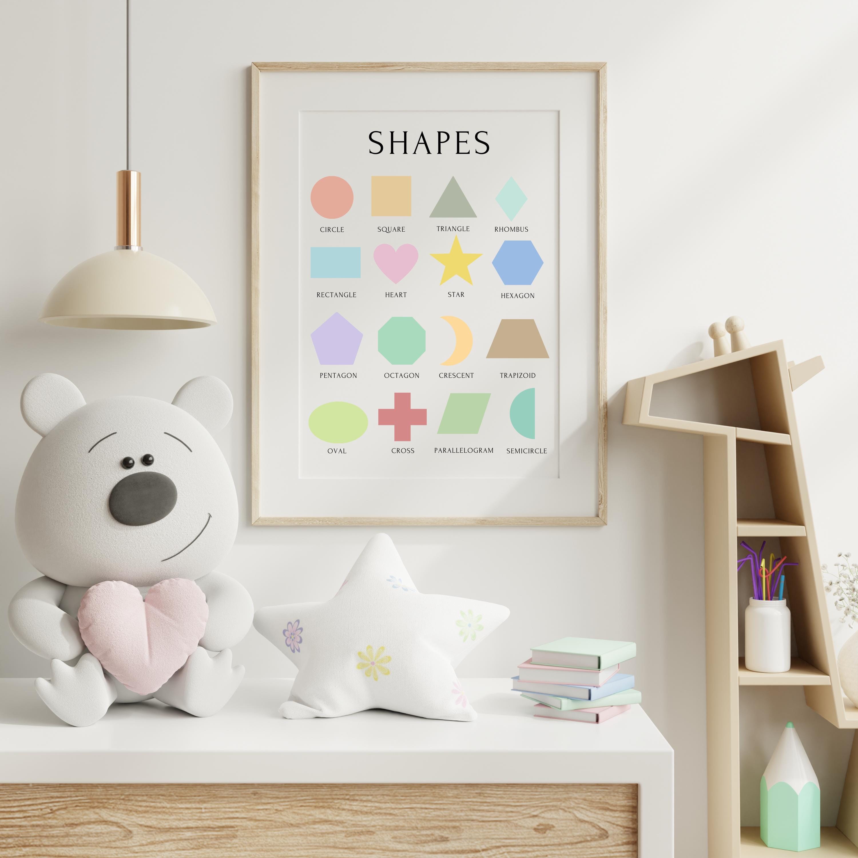 Learning Shapes Poster, Montessori Wall Decor, Pre-school Cards ...