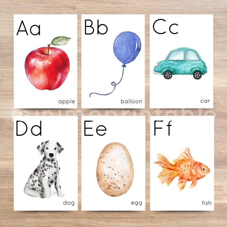 Alphabet Cards, Montessori Flashcards, Pre-school Cards, Educational ...