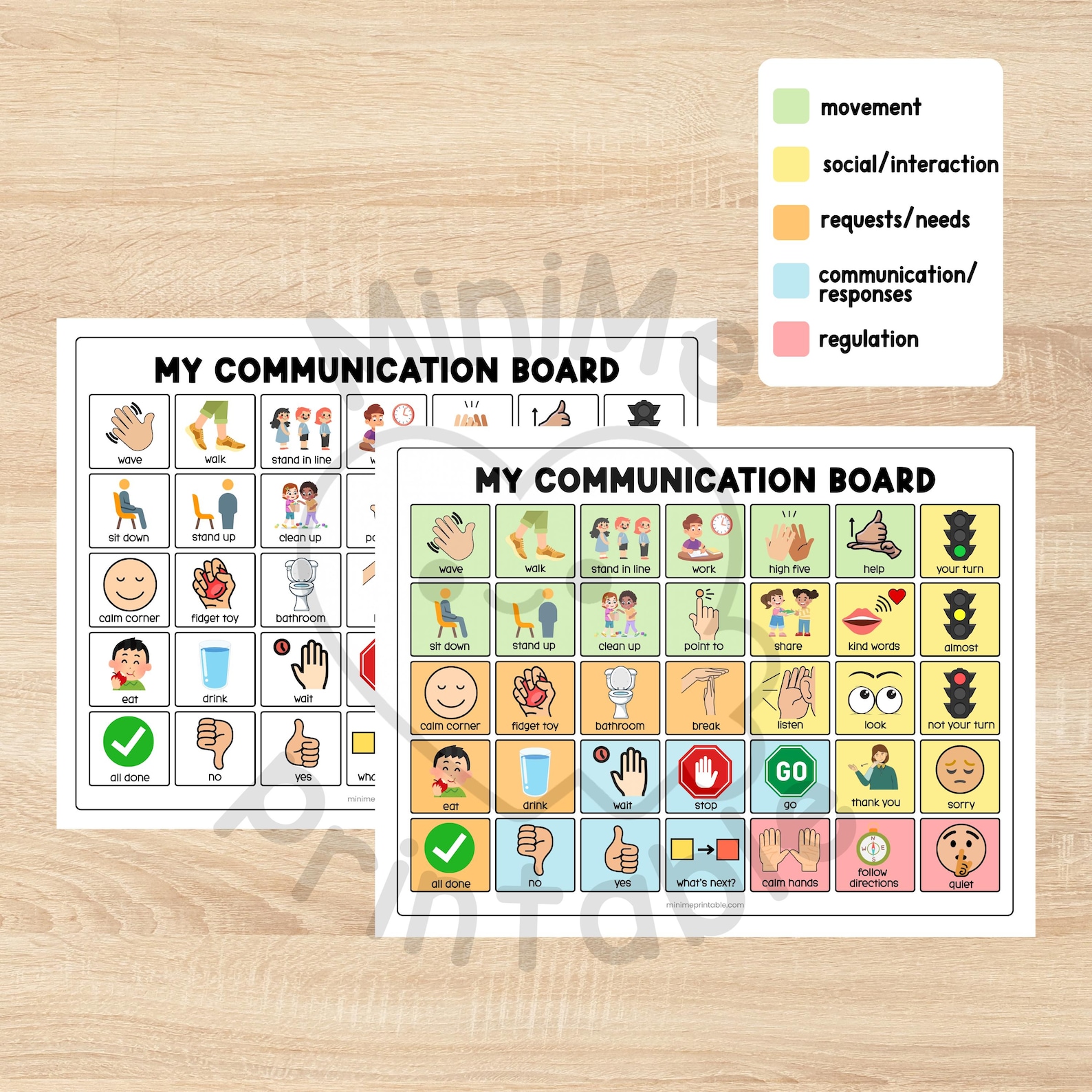 Printable Communication Board Icons: Color-coded AAC Visuals (PDF ...