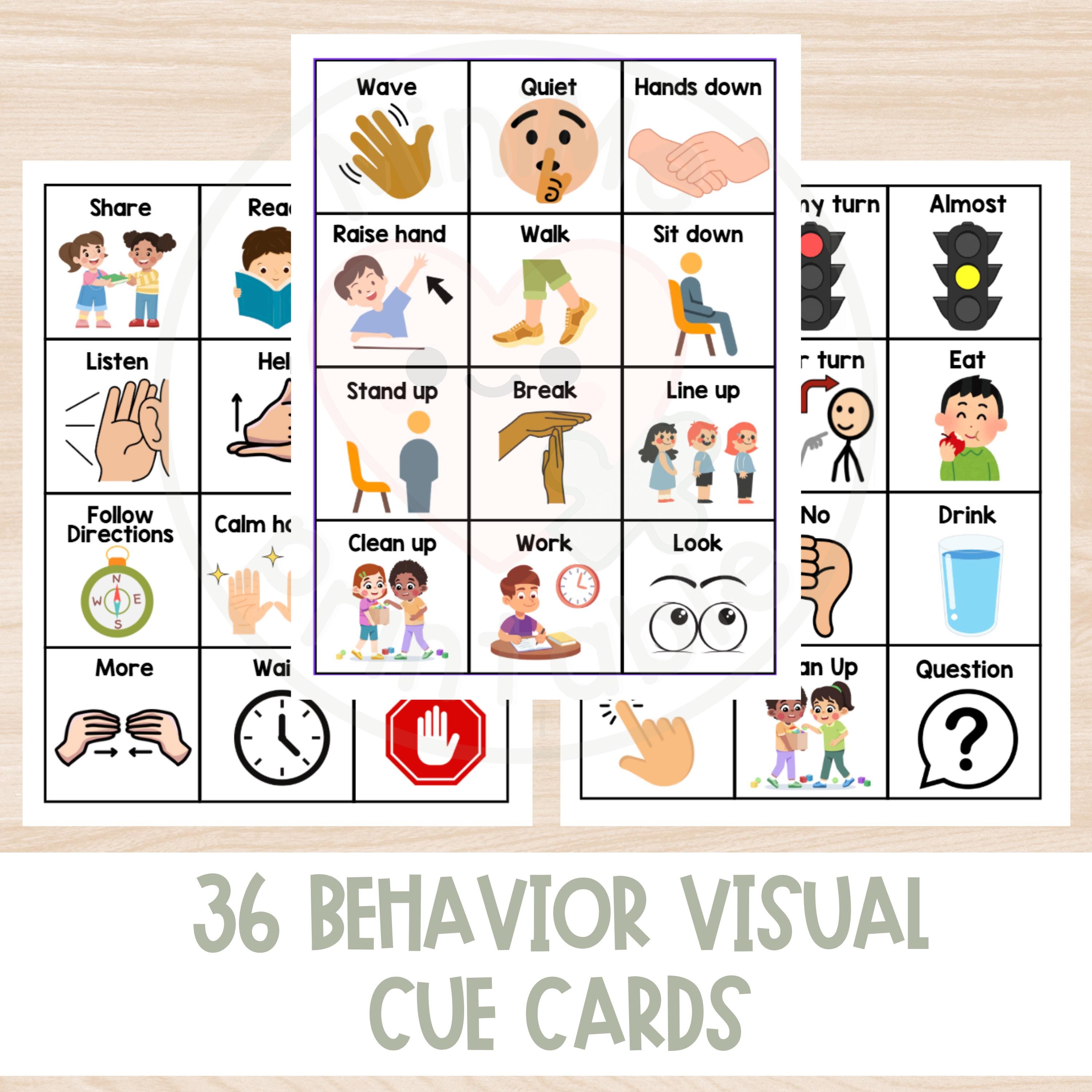 Special Education and Behavior Visual Communication Cue Cards, Behavior ...