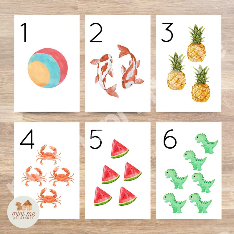 Numbers 1-20 Counting Cards, Montessori Flashcards, Pre-school Cards ...