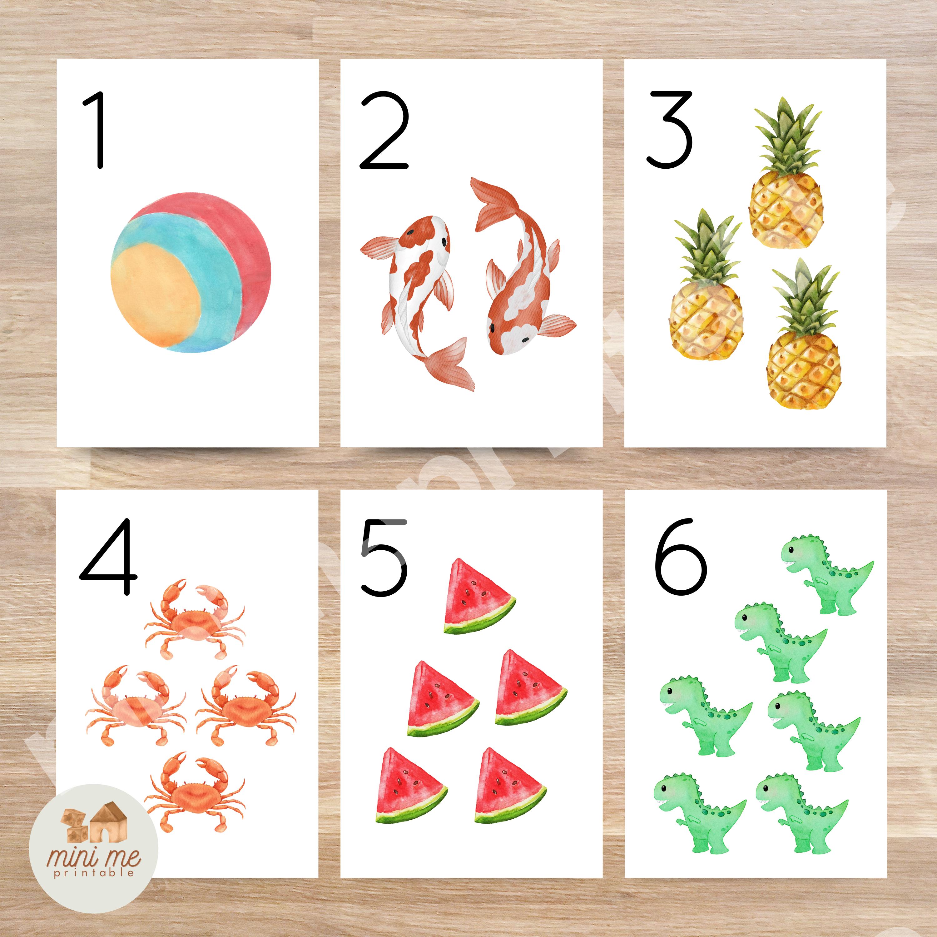 Numbers 1-20 Counting Cards, Montessori Flashcards, Pre-school Cards ...