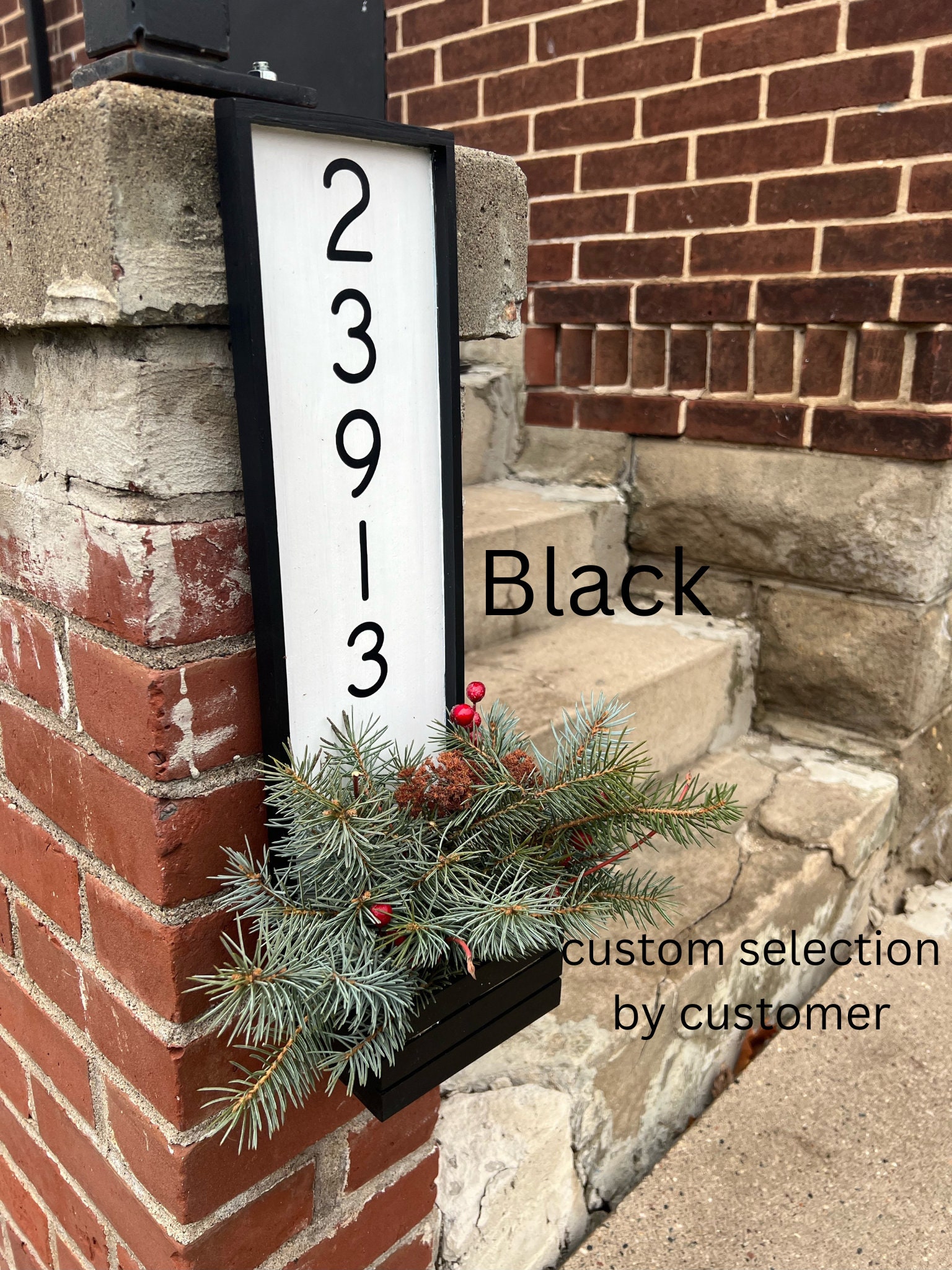 House Number With Planter | Address Sign | Vertical House Number Sign ...