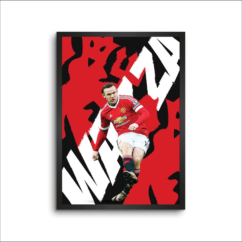 Wayne Rooney Poster Manu Wall Poster Football Poster Sports Poster Home ...