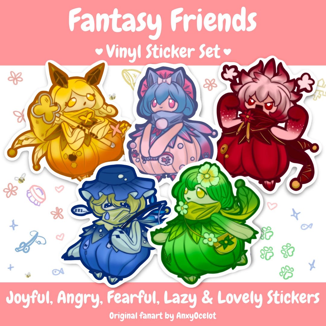 Cute Cozy Game Inspired Vinyl Sticker Pack | Glossy Chibi Character ...