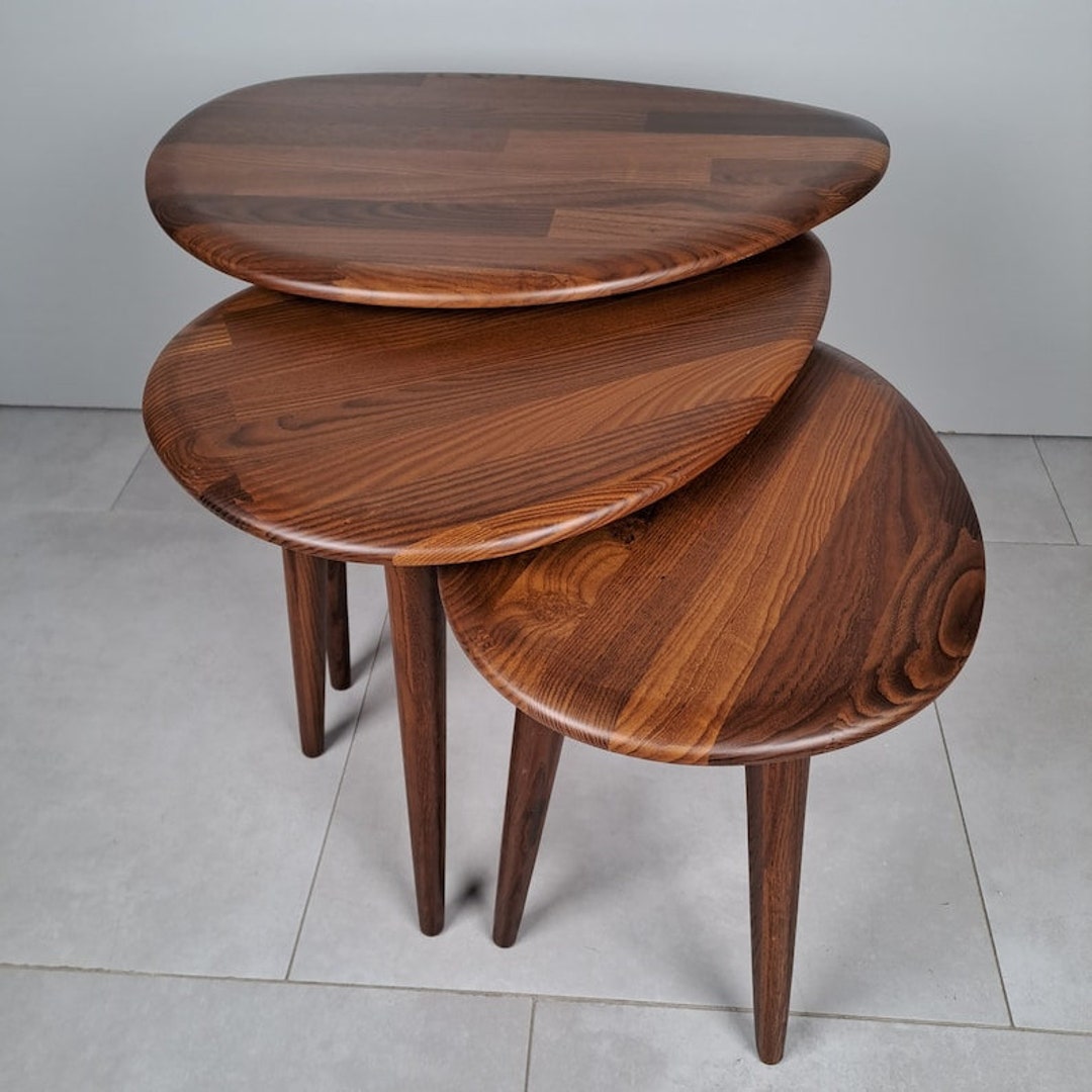 Wooden Set of 3 Nesting Coffee Table / Side Table for Living - Etsy