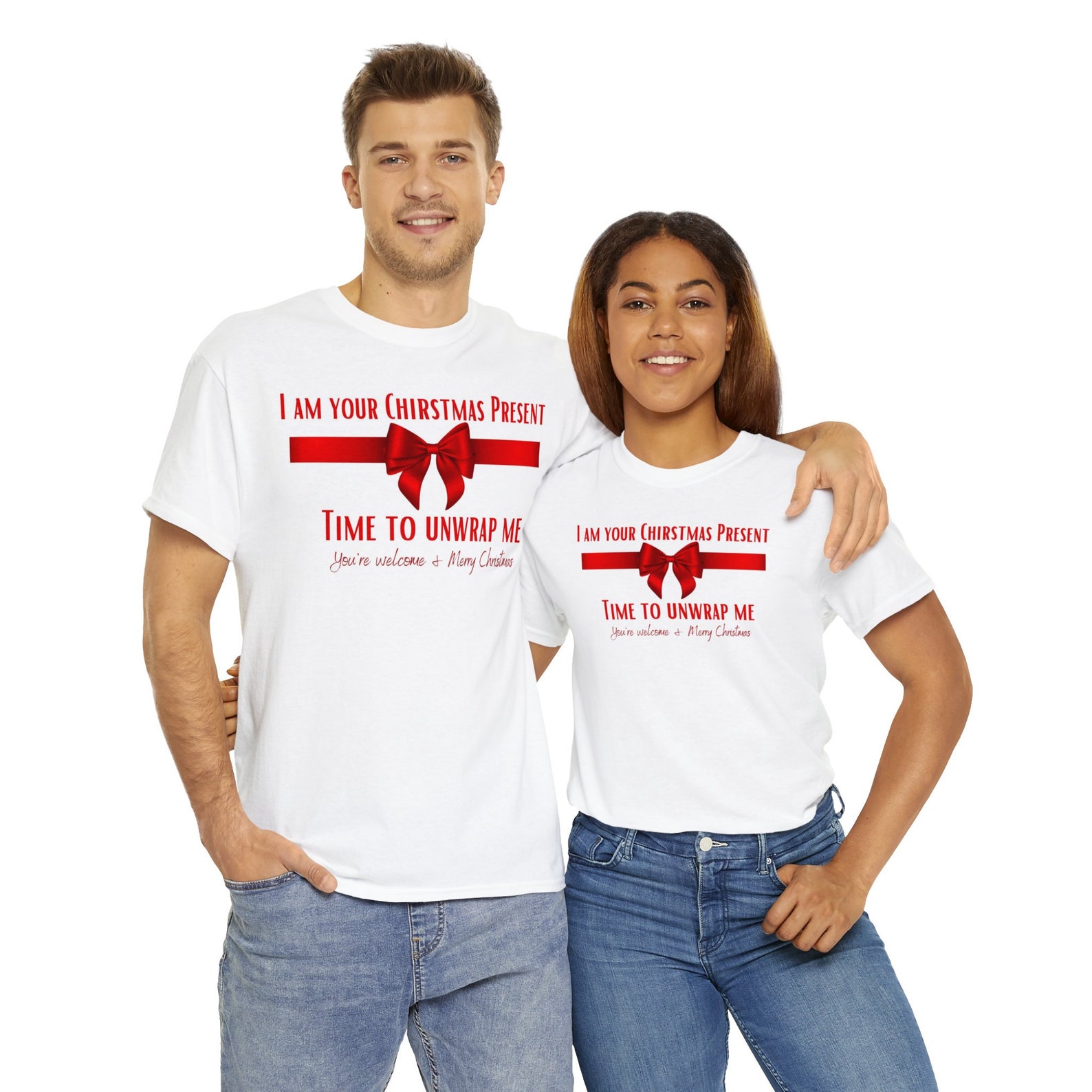 Funny Christmas T-shirt 'I Am Your Present, Time to Unwrap Me' Tee - Etsy