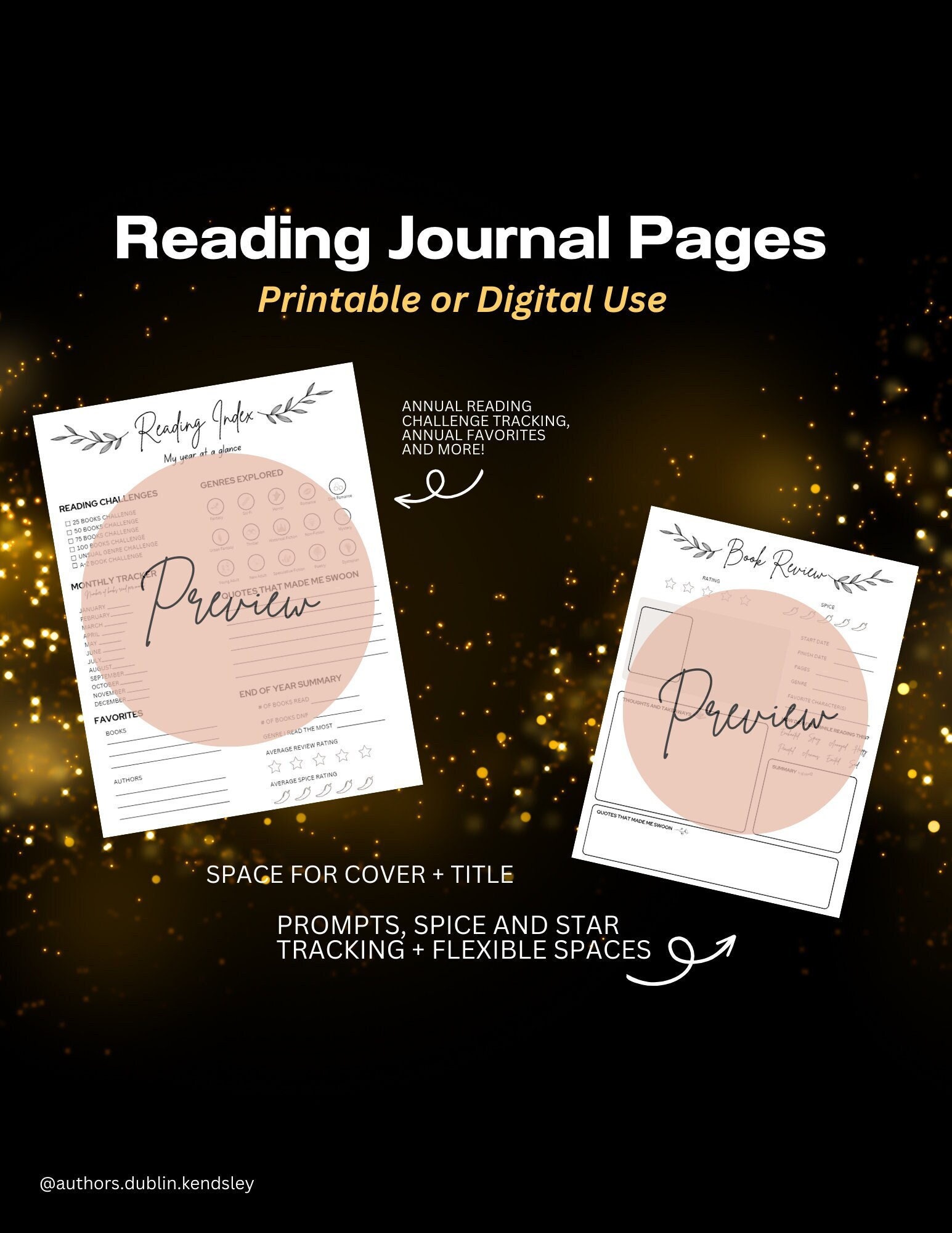Digital or Printable Reading Journal, Reading Log, Book Tracker ...