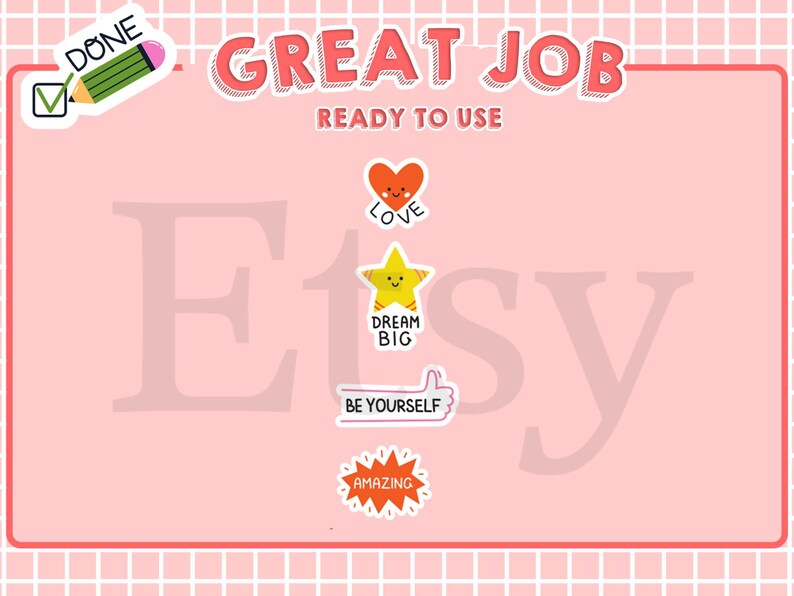 Great Job Motivational Digital Stickers, Reward Sticker Clipart, Good ...