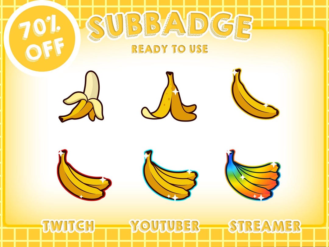 9x BANANA Sub Badges or Emotes for Twitch | Streaming Cheer Badges ...