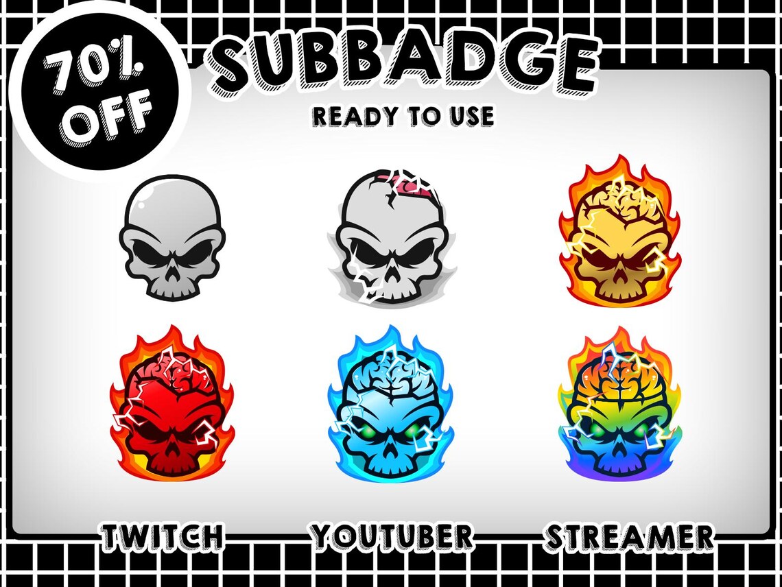 70% OFF! Skull Sub Badges | Ready to Use | High-quality PNG Files ...
