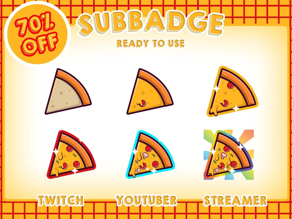 70% off - 12x Pizza SUB BADGES Pack for Twitch | Streaming Badges ...