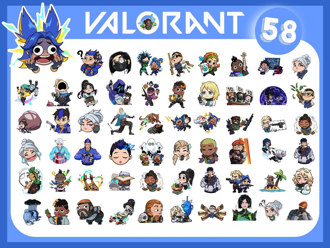 58 Valorant-themed Digital Stickers | Animated Emotes for Youtube ...