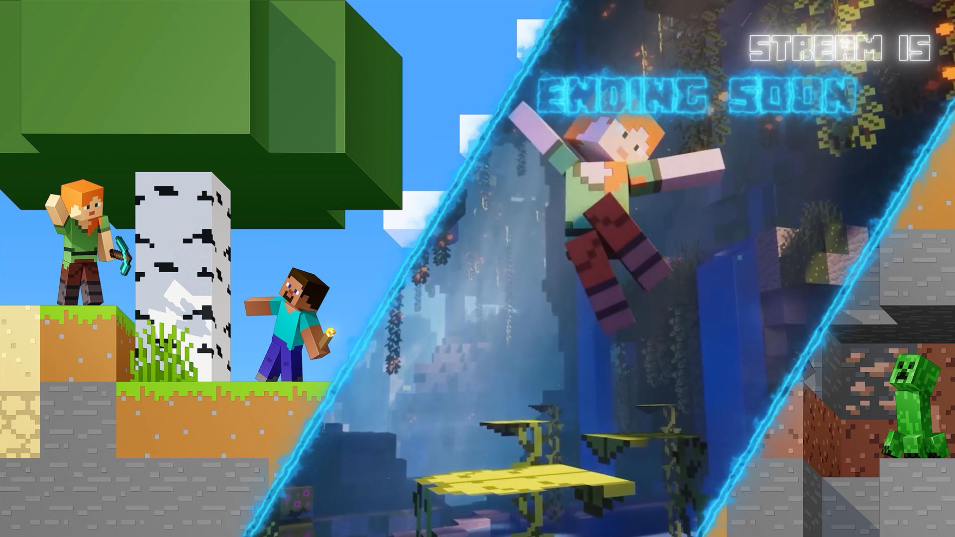 Minecraft Twitch Kick Stream Overlays | Vtuber Background Assets Twitch ...