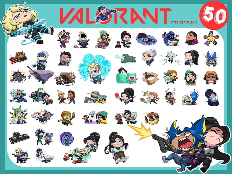 50 Valorant-themed Digital Stickers | Animated Emotes for Youtube ...