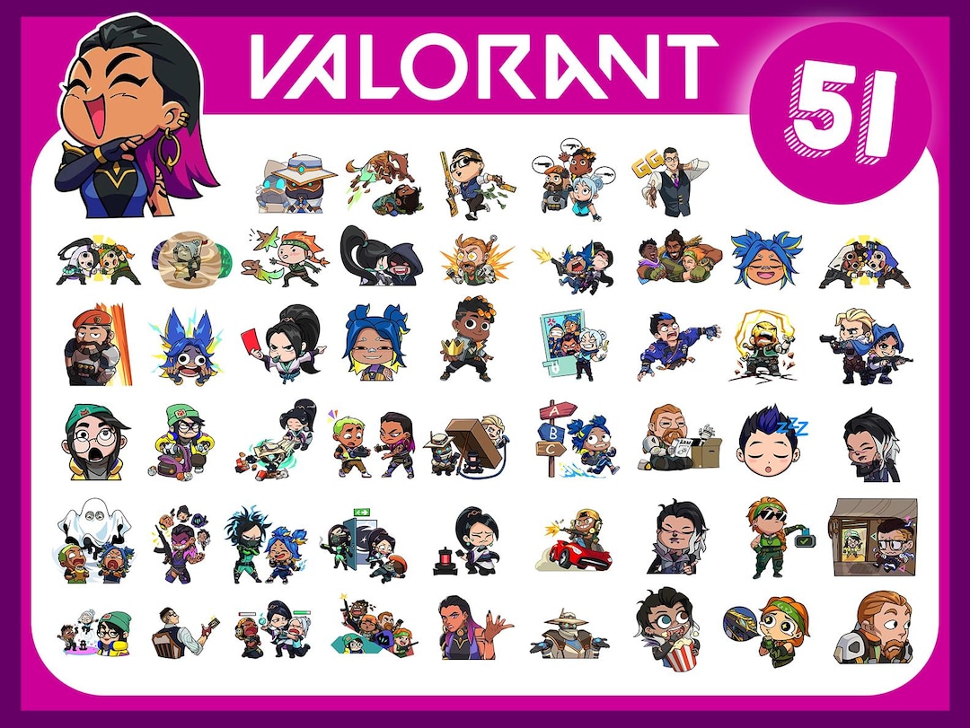51 Valorant-themed Digital Stickers | Animated Emotes for Youtube ...