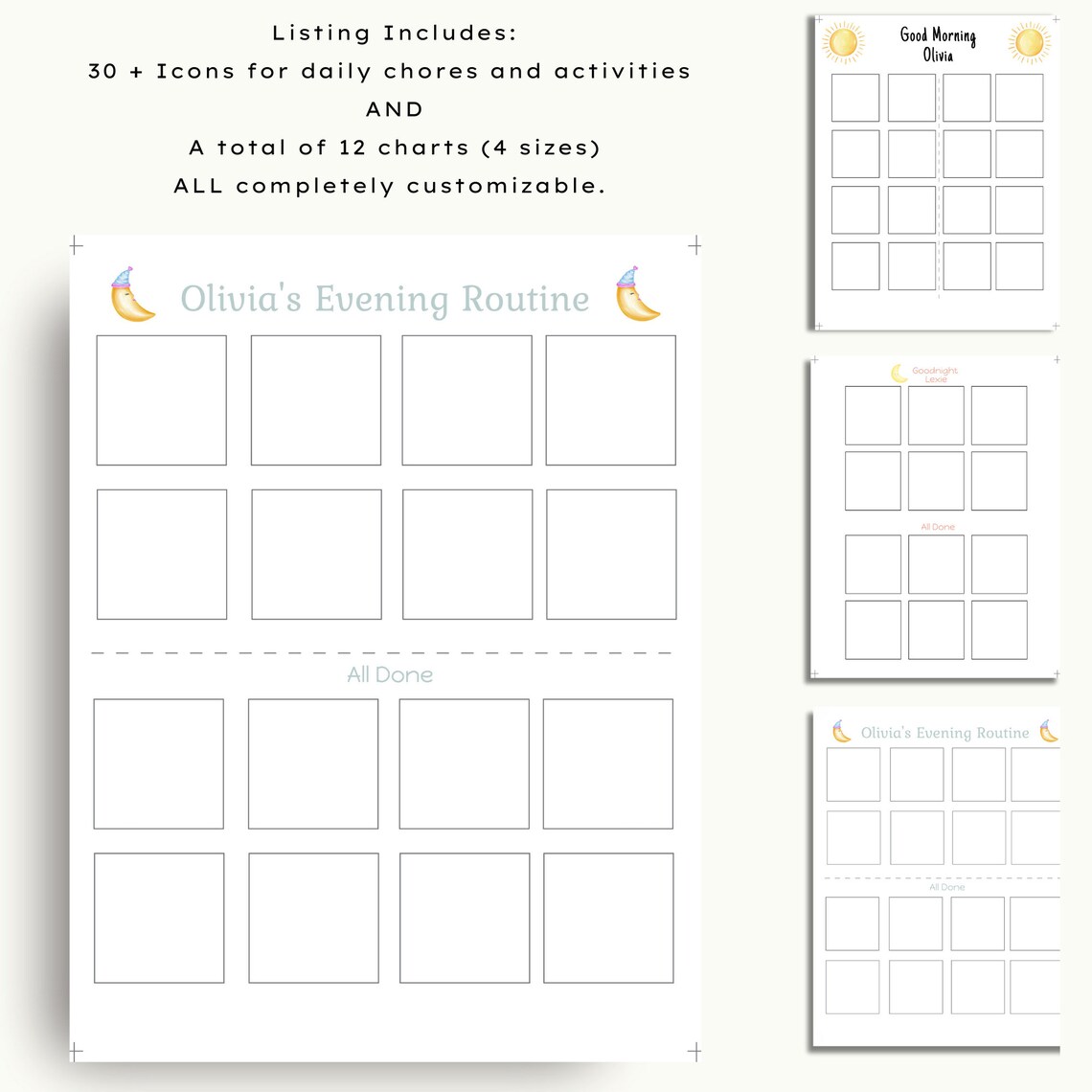 Editable Chore Chart Bundle, Printable Daily Activity Icons With Chore ...