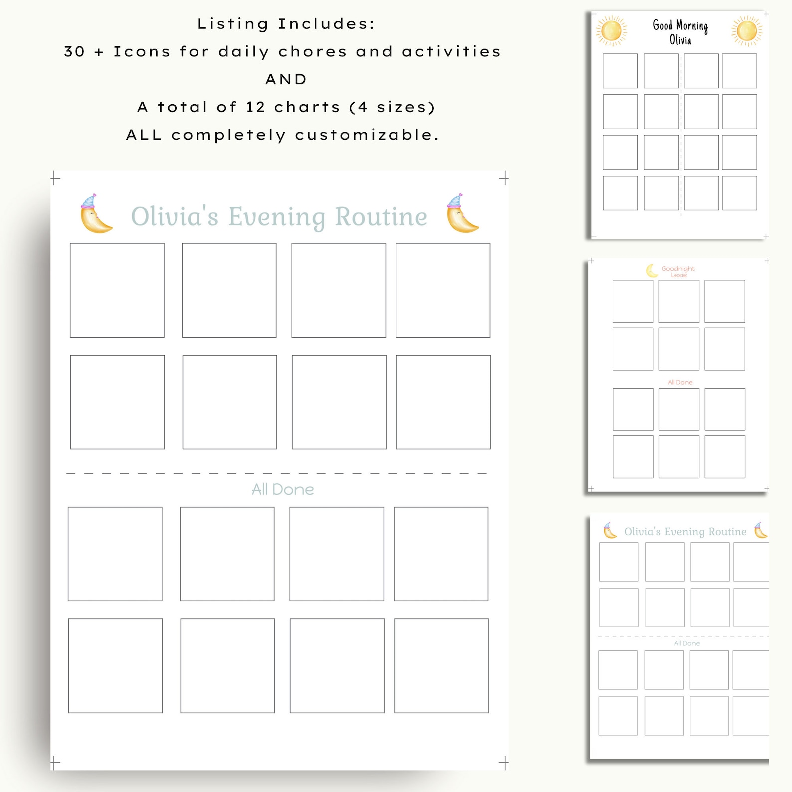 Editable Chore Chart Bundle, Printable Daily Activity Icons With Chore Charts, Instant Download ...