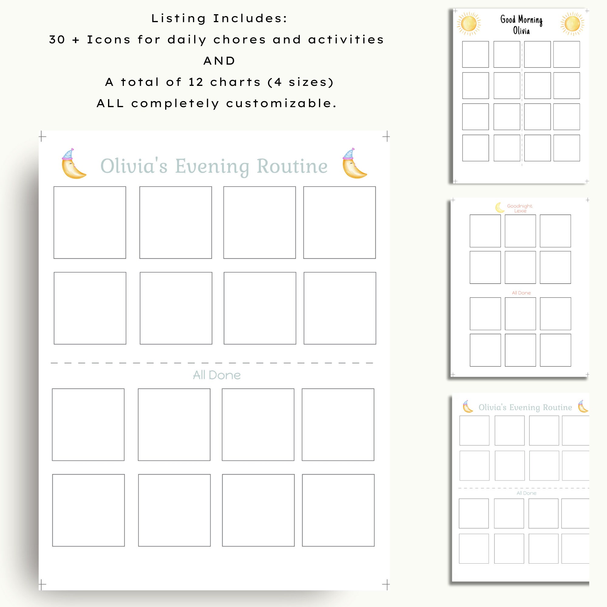 Editable Chore Chart Bundle, Printable Daily Activity Icons With Chore ...