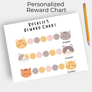 Cat Themed Reward Chart, Reinforcement Chart, Toddler Reward Chart ...