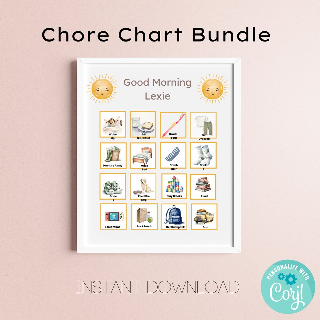 Editable Chore Chart Bundle, Printable Daily Activity Icons With Chore ...