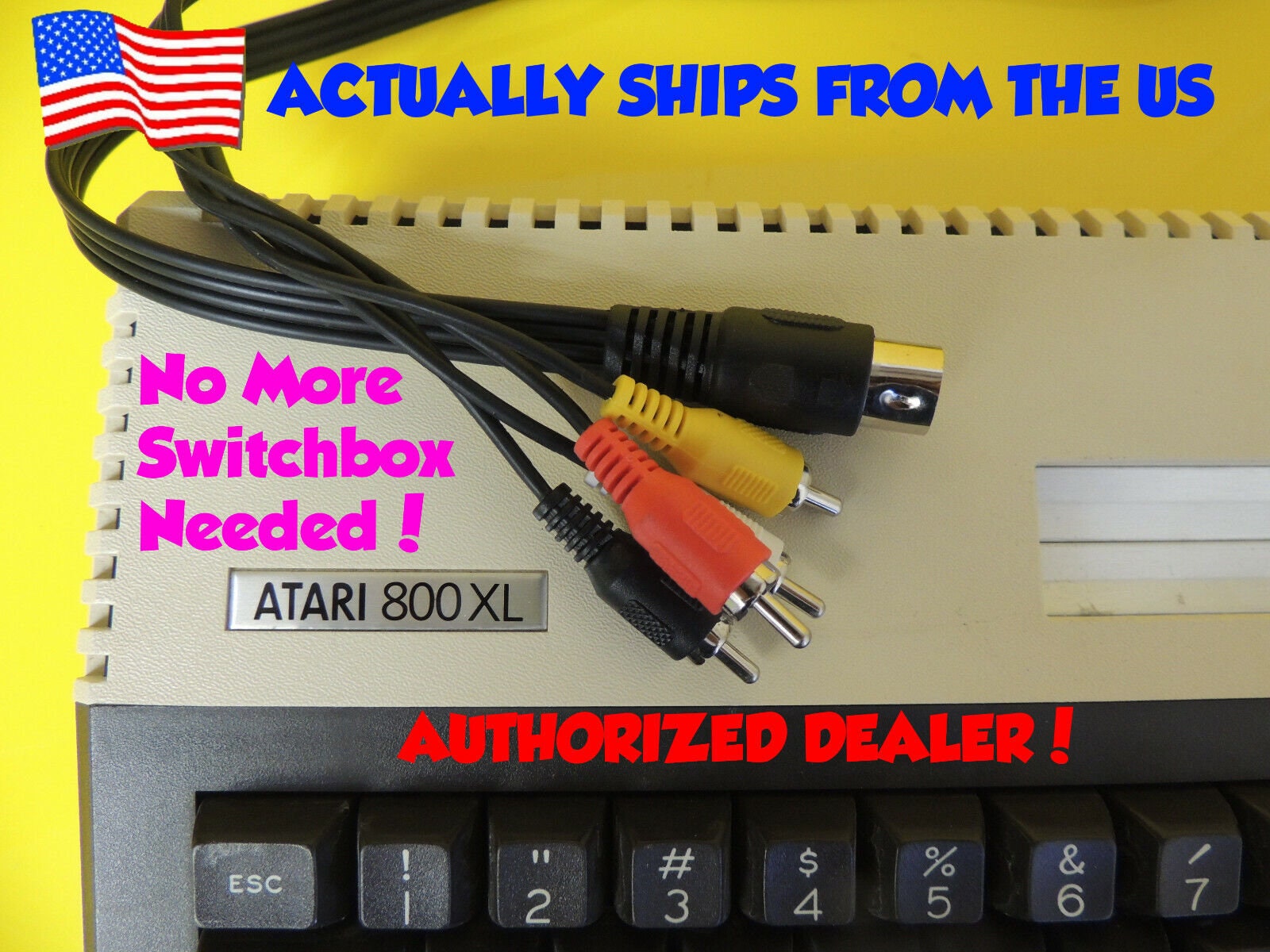 Composite Video & Audio TV DIN Cable for Atari 8 Bit Computer 800 800XL ...