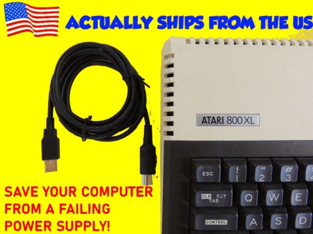 Atari 8 Bit Computer XL XE Power Supply Cable Cord Power Adapter Uses ...
