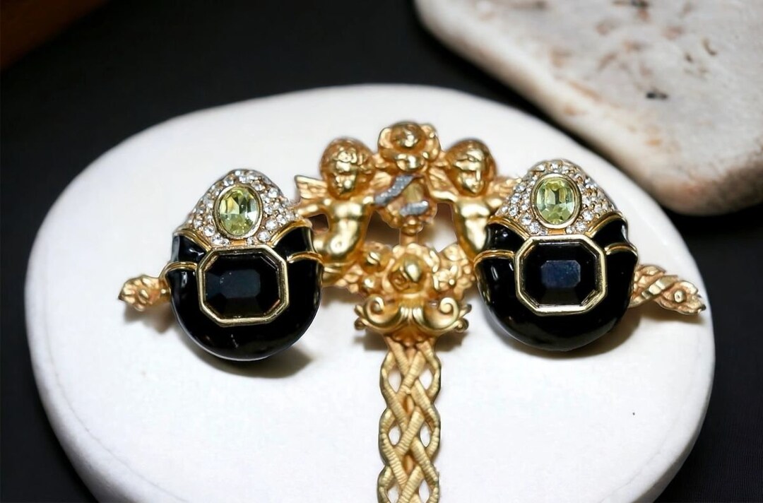 CINER 18K Gold Plated Onyx & Peridot Color Any Glass Enamel Earrings - Etsy