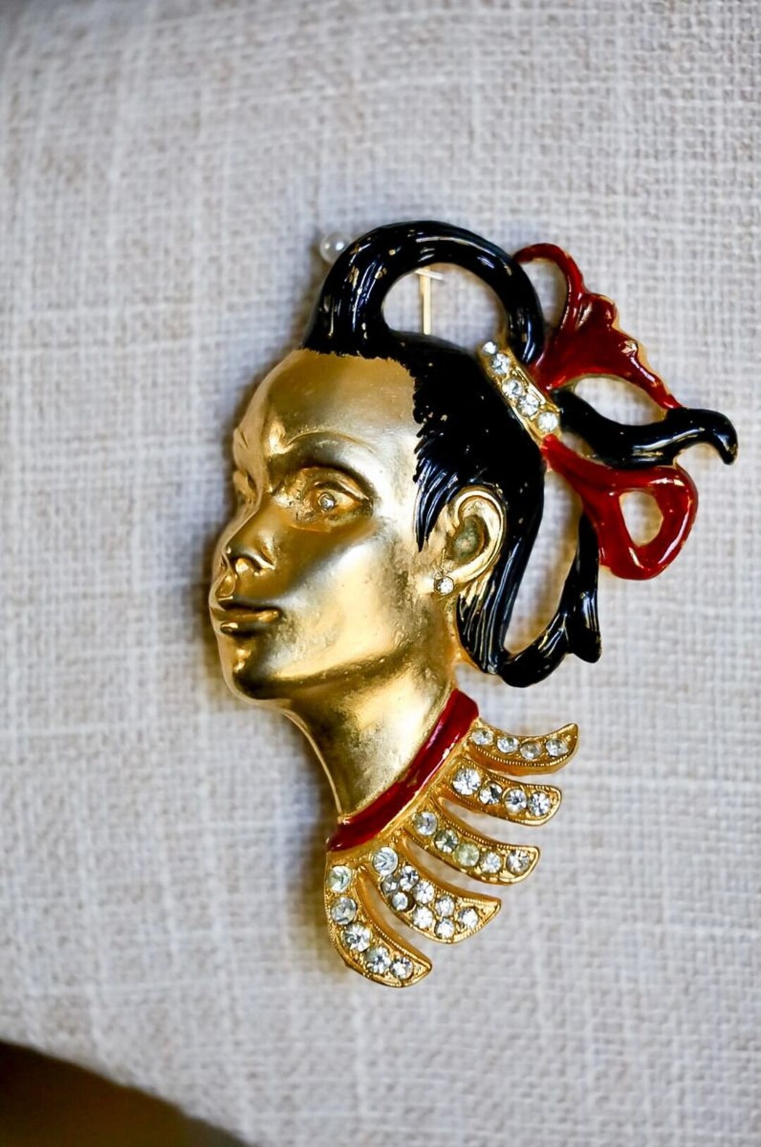 Vintage Coro Ca 1942 Gold Plated Enamel Native Brooch - Etsy